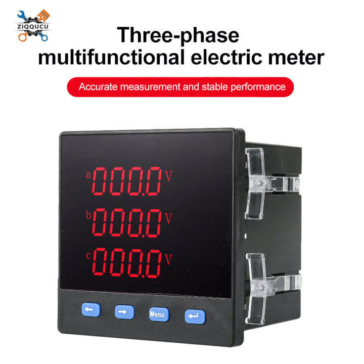 Ziqqucu 3 Phase Voltage Meter AC 220V Digital Voltmeter LED Display ...