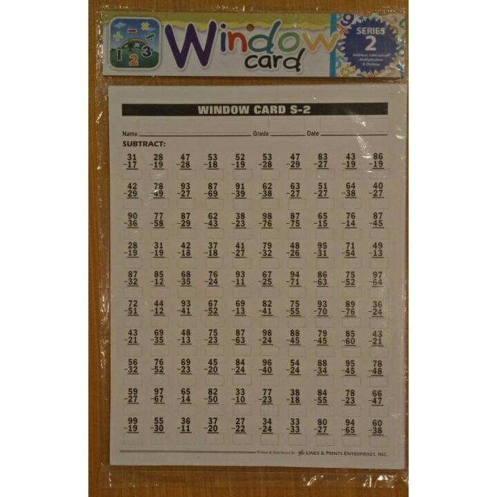 Math Window Card Series 2 (Addition, Subtraction, Multiplication ...