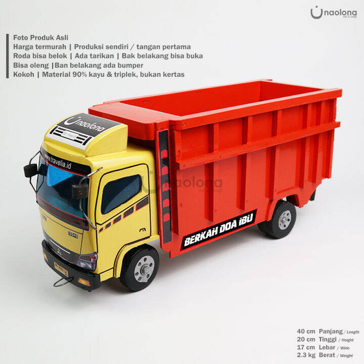 Mainan Kayu Mobilan Anak Truk Jadul Miniatur Truck Canter Warna Kuning ...
