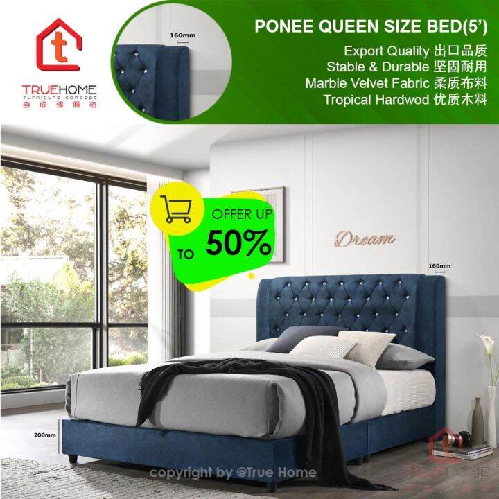 FREE INSTALLATION True Home Divan Set Queen Size/Katil 5 Kaki/Divan ...