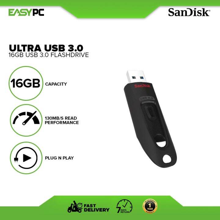 Sandisk Ultra SDCZ48-016G-U46 16gb Usb 3.0 Flashdrive, Up to 130MB/s ...