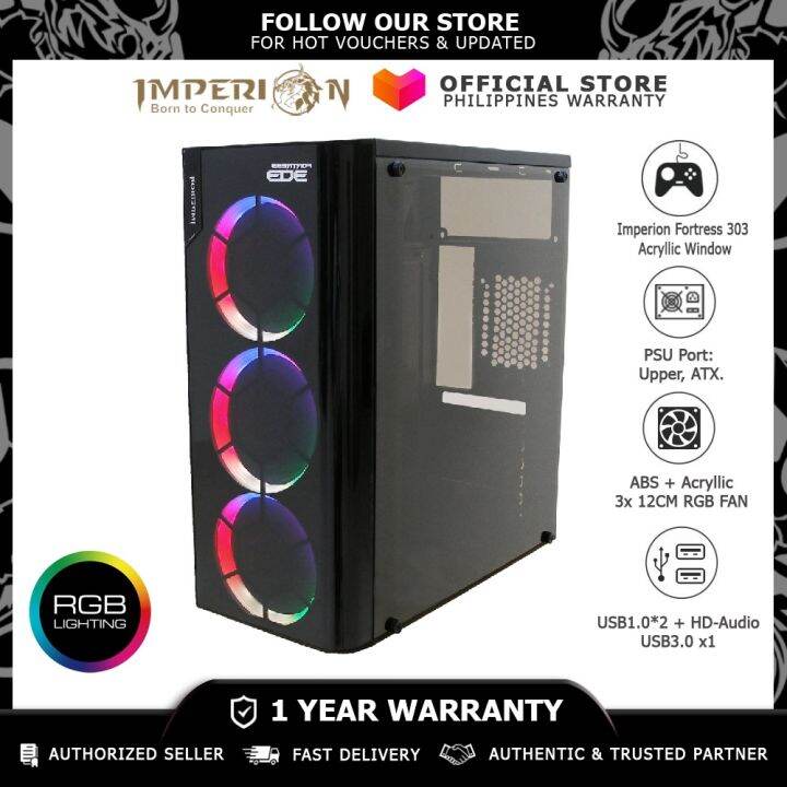 Imperion Fortress 303 ATX CASE With 3x 12CM RGB FAN | Lazada PH