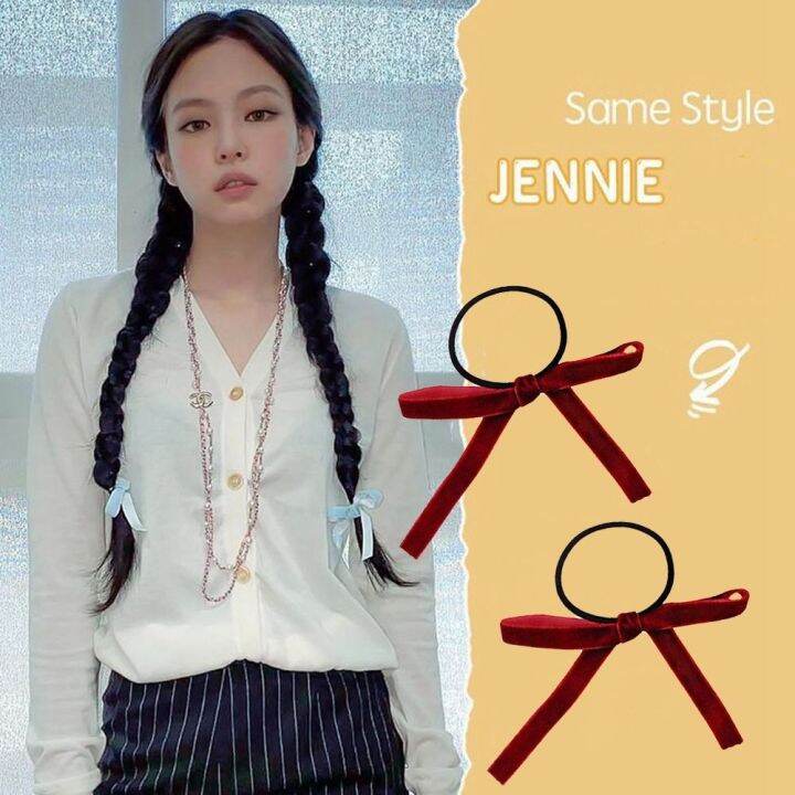 โบว์ผูกผม โบว์ติดผม โบผูกผมสีแดง ชมพู y2k blackpink Balletcore jennie ...