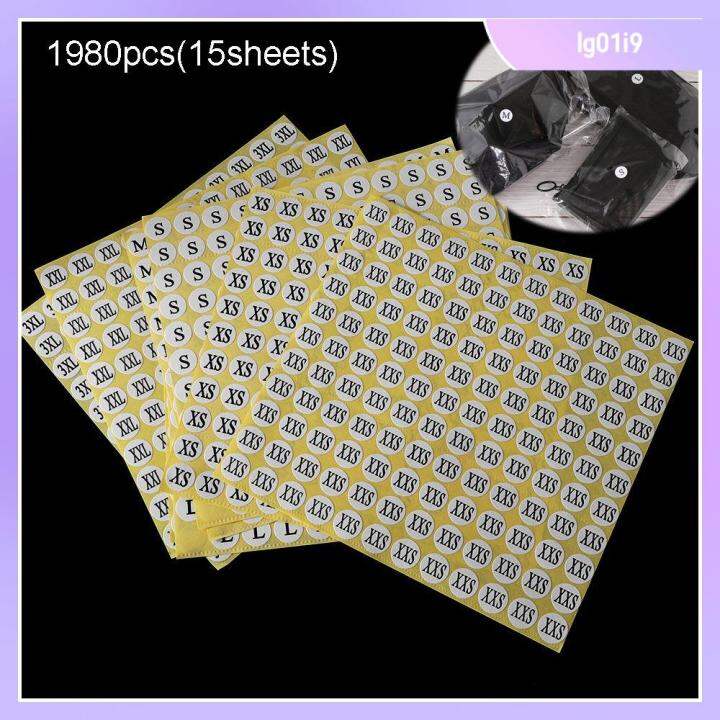 1980pcs New paper self-adhesive size labels for clothing Garment Shoes ...
