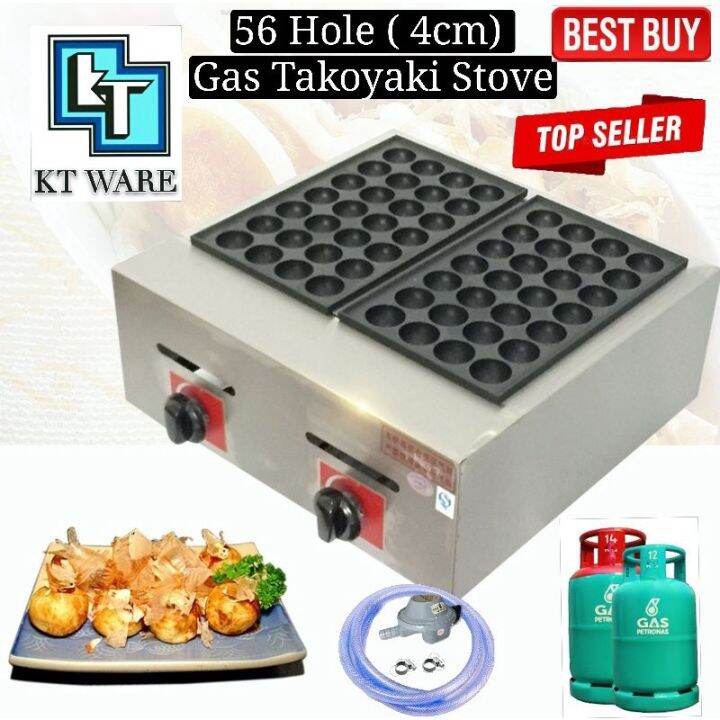 KT WARE 28 HOLE 56 HOLE Takoyaki Maker Double Head Gas Takoyaki Machine ...