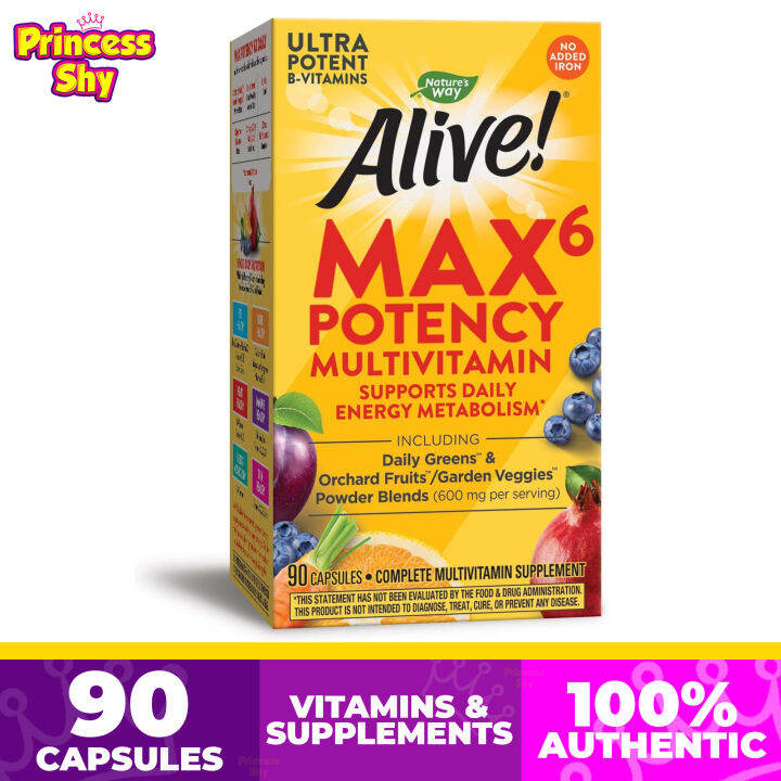 Nature's Way Alive! Max6 Daily Multi Vitamin Max Potency 90 veg ...
