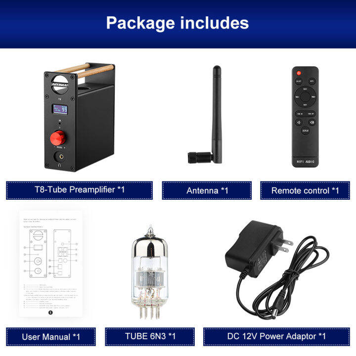 Aiyima T8 6N3 เครื่องขยายเสียงดิจิทัล Hi-Fi บลูทูธ 5.0 พร้อมรีโมตคอนโทรล สําหรับตัวรับสัญญาณ ...