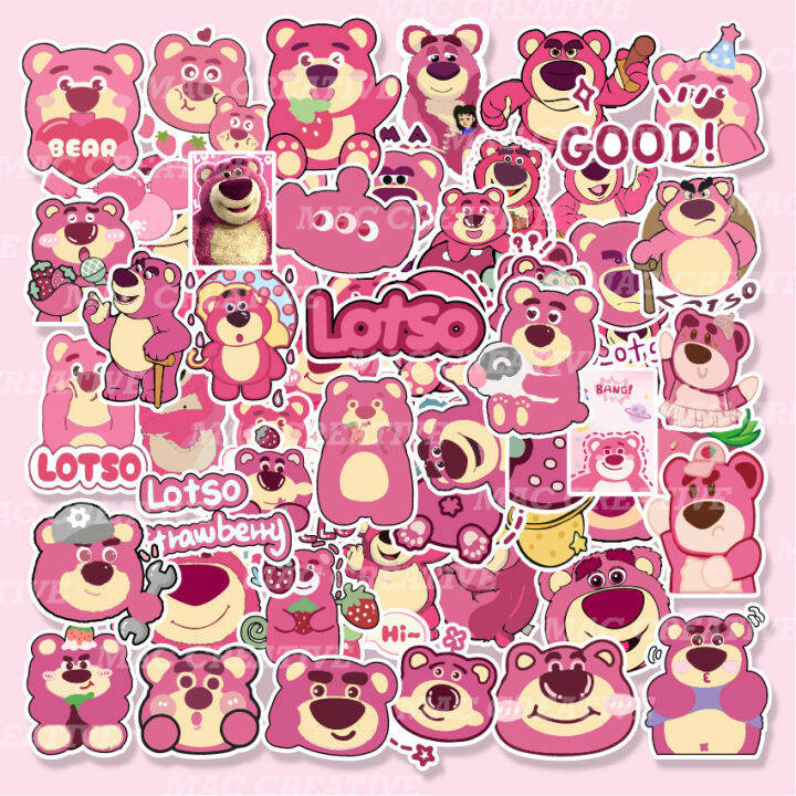 [ MAC ] 60 PCS STICKER LOTSO BERUANG STRAWBERRY LENGKAP LUCU AESTHETIC ...