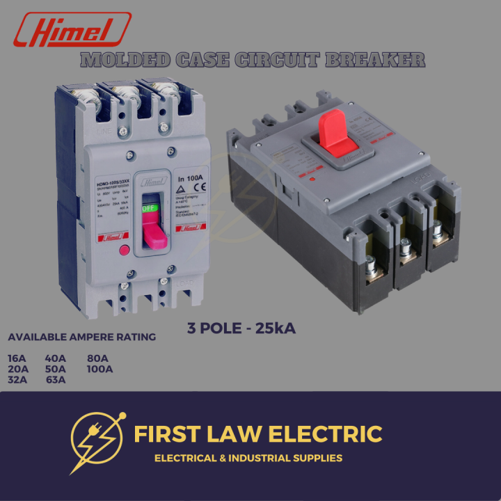 HIMEL | HDM3 MOLDED CASE CIRCUIT BREAKER - MCCB 3 POLE | 16A to 100A ...