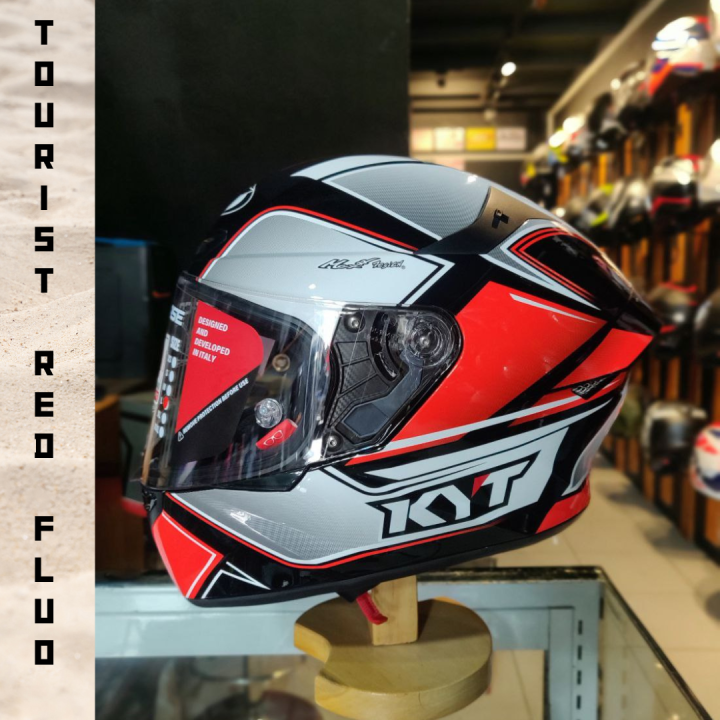 kyt ttc tourist red fluo single visor fullface helmet oto klasiko | Lazada PH