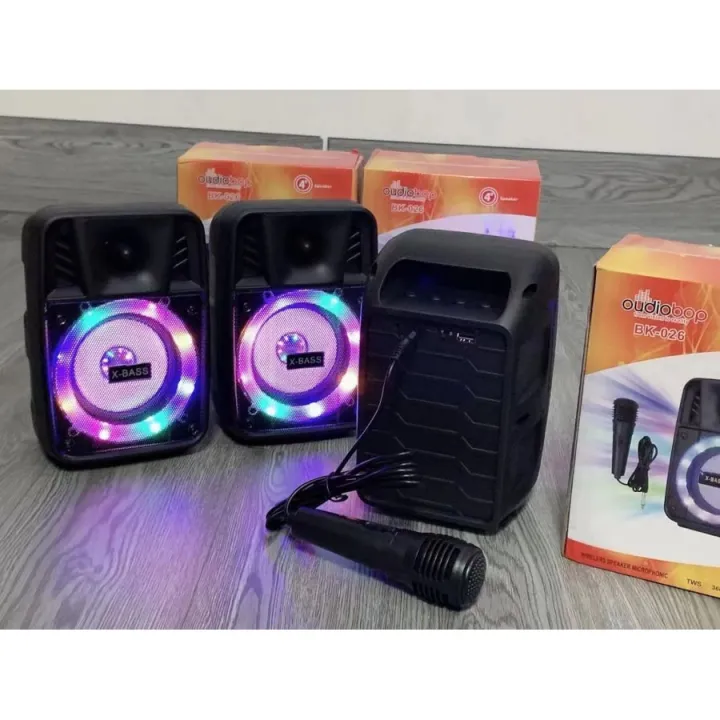 BK-026 4 inches Karaoke Portable Wireless Bluetooth Speakers with LED Light Color Party Speakers ...