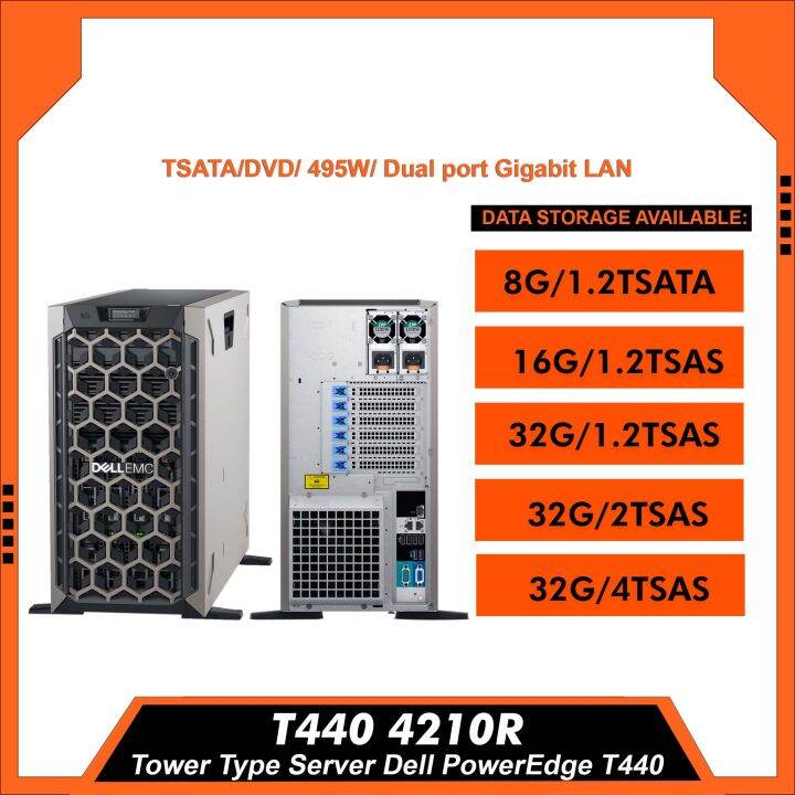 Tower Type Server Dell PowerEdge T440 4210R/ H330/ 750W/DVD/Dual port ...