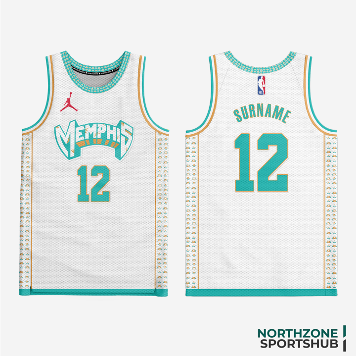 NORTHZONE NBA Memphis White Customized design Full Sublimation Jersey ...