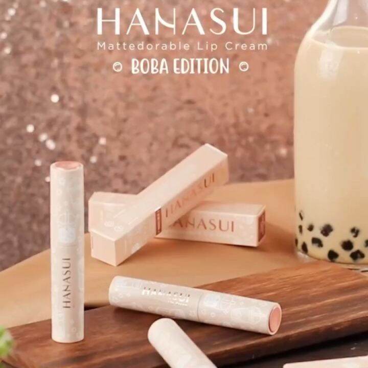 Hanasui Mattedorable Lip Cream Lipstick Boba Edition 6 Pilihan Warna ...