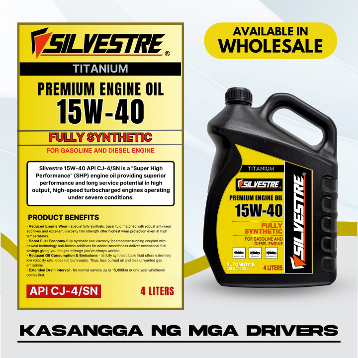 SILVESTRE 15W-40 Fully Synthetic Engine Oil Gas & Diesel (API CJ-4/SN) 4 Liters | Lazada PH