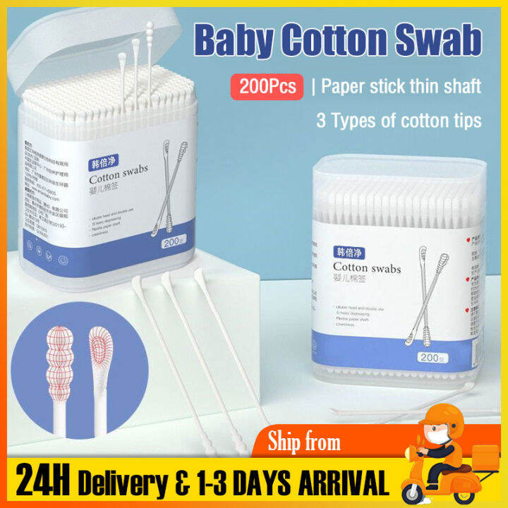 200pcs/Box Cotton Swab Cleaning Stick Double-Headed Cotton Swab Bamboo ...