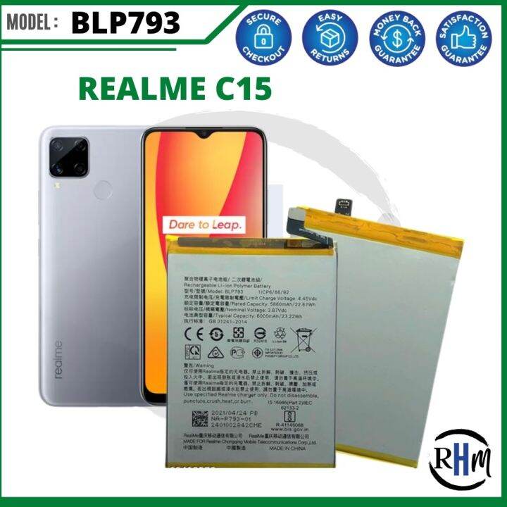 for REALME C11 C13 C12 C15 C25 C25s Battery Model: BLP793 (6000mAh ...
