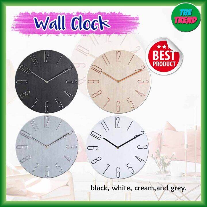 【COD】Sleek Silent Wall Clock Embossed Numbers Easy Read Minimalist ...