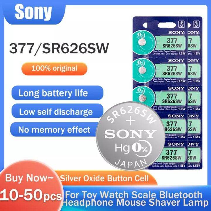 Sony 377 SR626SW SR626 377A AG4 LR66 1.55V silver oxide car key watch MADE IN JAPAN button ...