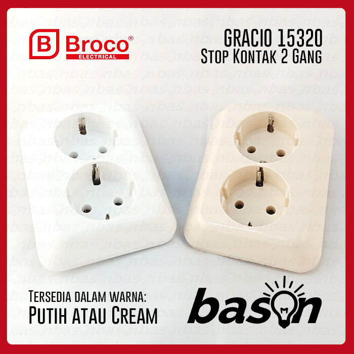 BROCO Gracio 15320 - Stop Kontak Dobel - 2 Gang 16A 250V - Double ...