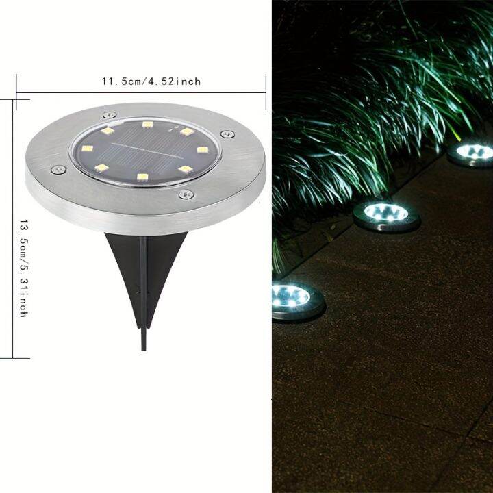 1pcs 8 LED Solar Ground Lights, Outdoor Waterproof, Solar Ground Light ...