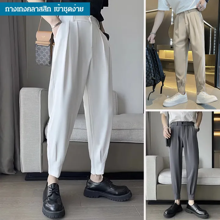 Usmartt กางเกงสูทผู้ชายทิ้งตัวดี | Lazada.co.th