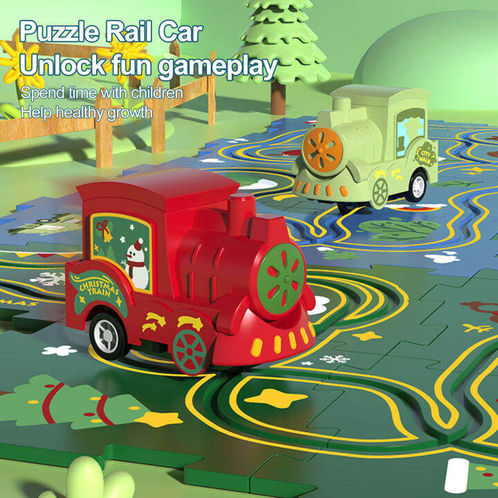 microgood Durable Toy Train Set Diy Building Train Set Interactive Electric Trolley Toy Set for ...