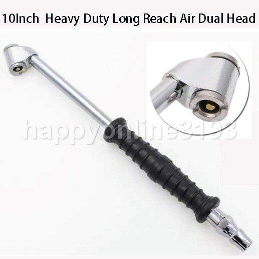 1Pc 10‘’ Heavy Duty Long Reach Air Dual Head Tire Chuck Inflator For ...