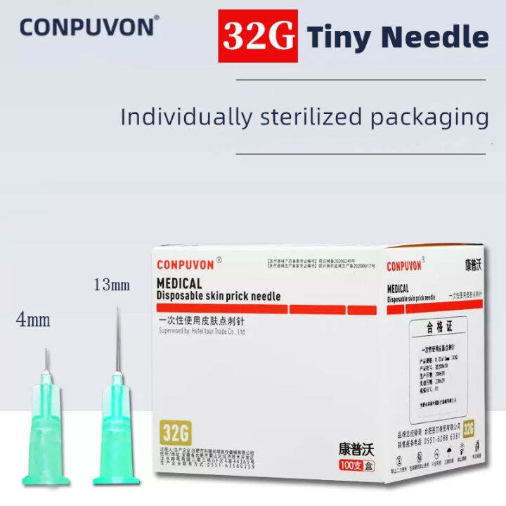 CONPUVON 32G Tiny Needle 100Pcs/Set 4mm/13mm Disposable Injection ...