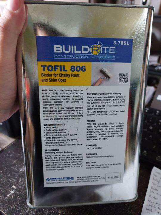 Buildrite Tofil 806 Binder For Chalky Paint & Skimcoat 3.78 Liters ...