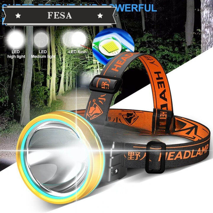 FESA 15000W Cahaya putih atau kuning led Lampu suluh yang kuat mengecas ...