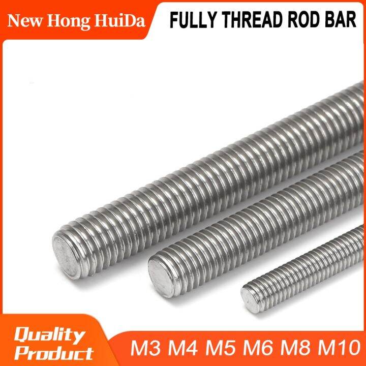 M3 M4 M5 M6 M8 M10 Sepenuhnya Thread Rod Bar Stud Kawat Sekrup 304 Stainless Steel 20Mm-500mm ...