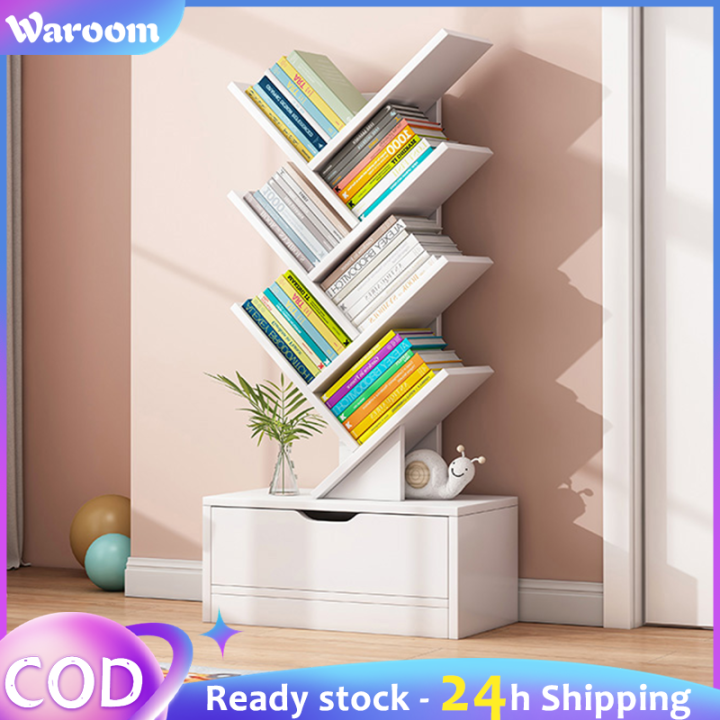 WAROOM 8 Tier Tree-Shape Bookshelf Desktop Storage Rack Simple Bookcase ...