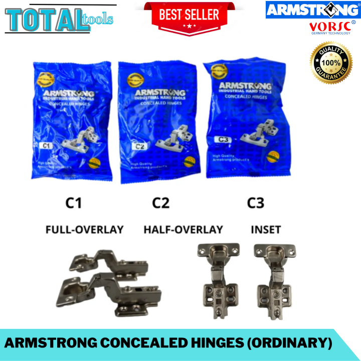 "ARMSTRONG ORDINARY CONCEALED HINGES C1 C2 C3" Total Tools Hardware ...
