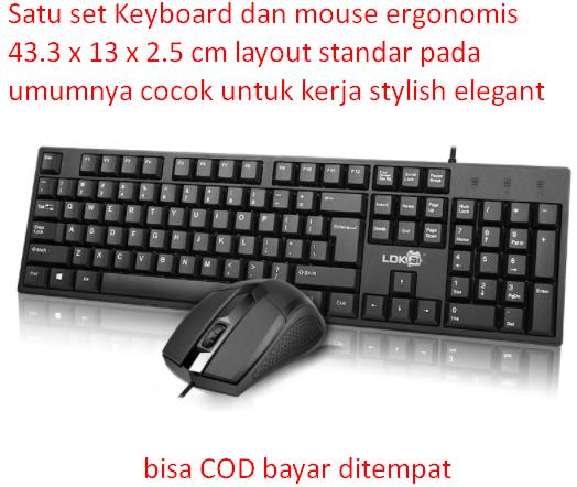 satu set Keyboard dan mouse ergonomis 43.3 x 13 x 2.5 cm layout standar ...