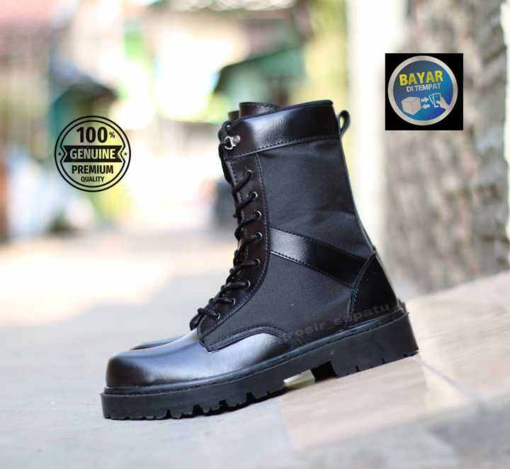 Sepatu PDL TNI Polri Tentara Polisi Safety Pria Boots Tinggi Ujung Besi ...