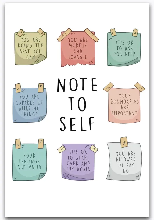 Note to Self Poster Mental Health Wall Decor School Counselor Social ...
