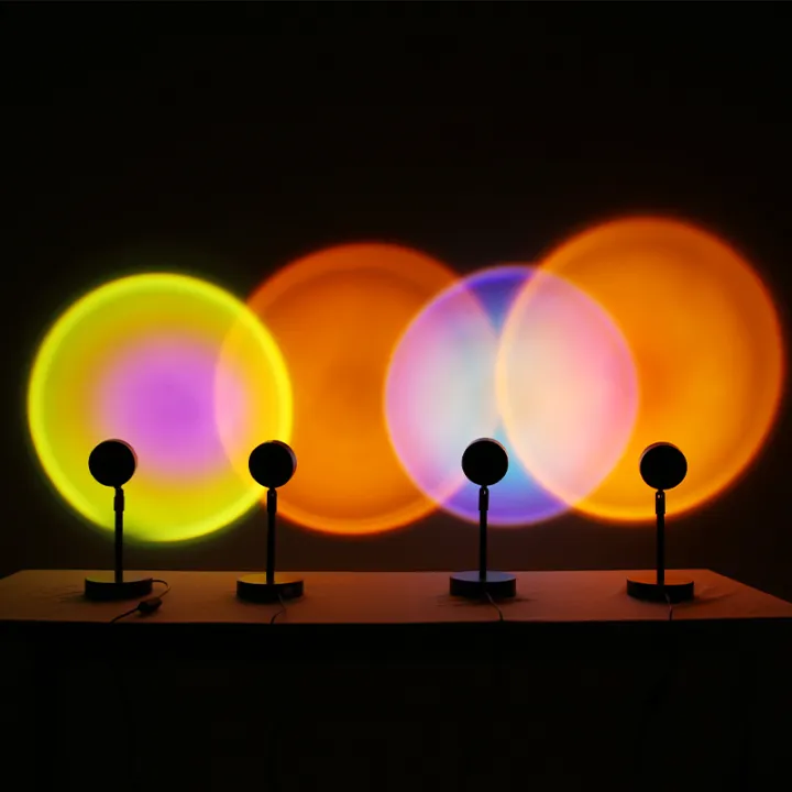 CANMEIJIA [4 Colors] Sunset Lamp Projection Rainbow Red Light Projector ...