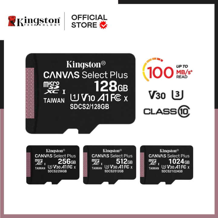 Kingston Canvas Select Plus 128GB 256GB 512GB 1TB microSD Card with Android A1 Performance Class ...