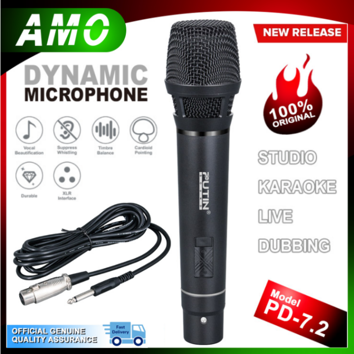 PUTIN SOUND PD-7.2 Professional Dynamic Microphone Wired Audio Karaoke Singing Recording (Metal ...