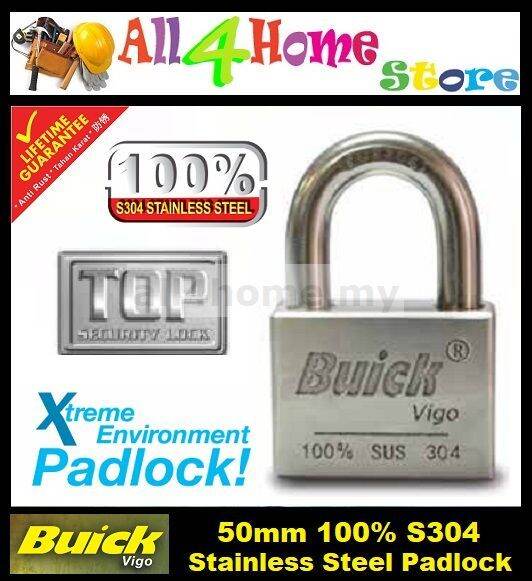 BUICK 100% S304 Stainless Steel Padlock 50mm | Lazada