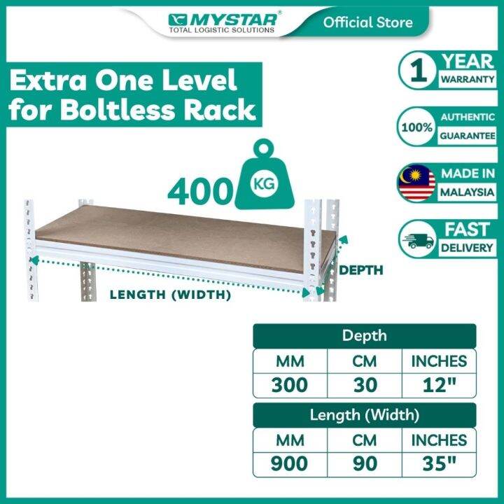 MYSTAR Extra Level for Boltless Rack 400KG 30cm(D)x90cm(W) Add 1 Shelf ...