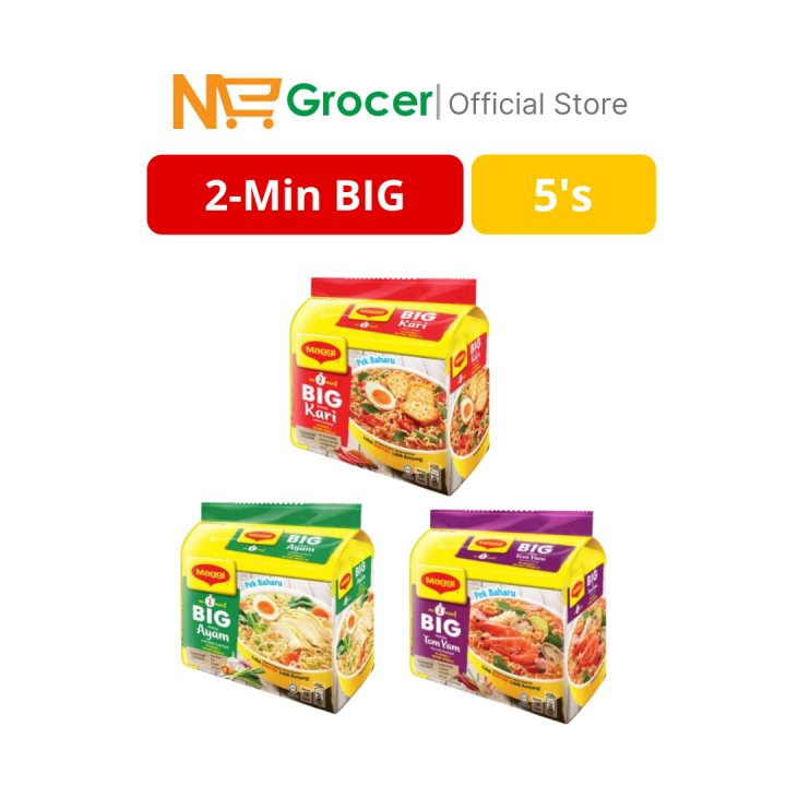 MAGGI Instant Noodle Pack 2-minute BIG Curry / Chicken / Tomyam (5s ...