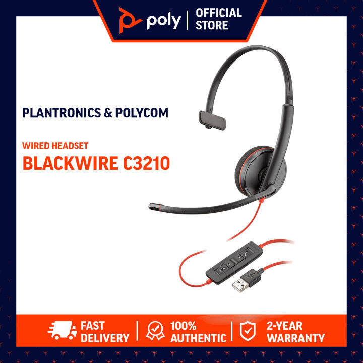 Poly Plantronics Blackwire 3210 USB-A Wired Headset Single-Ear Mono ...