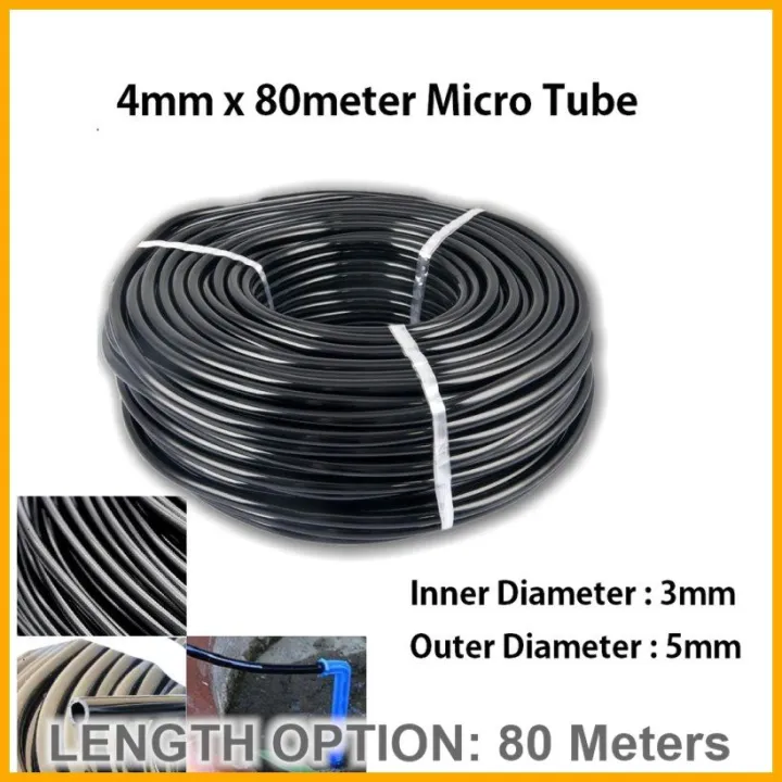 4mm Microtube/tubing Hitam ( 3/5mm ) Micro Tubing / Drip Irrigation ...