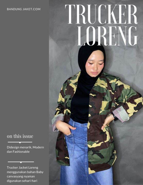 Jaket Semi Parka Loreng II Trucker Loreng Wanita II Jaket Gunung Model ...
