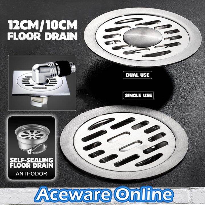 Stainless Steel Floor Trap Cover Toilet Washing Machine Drain Cover Penutup Lubang Bilik Air ...