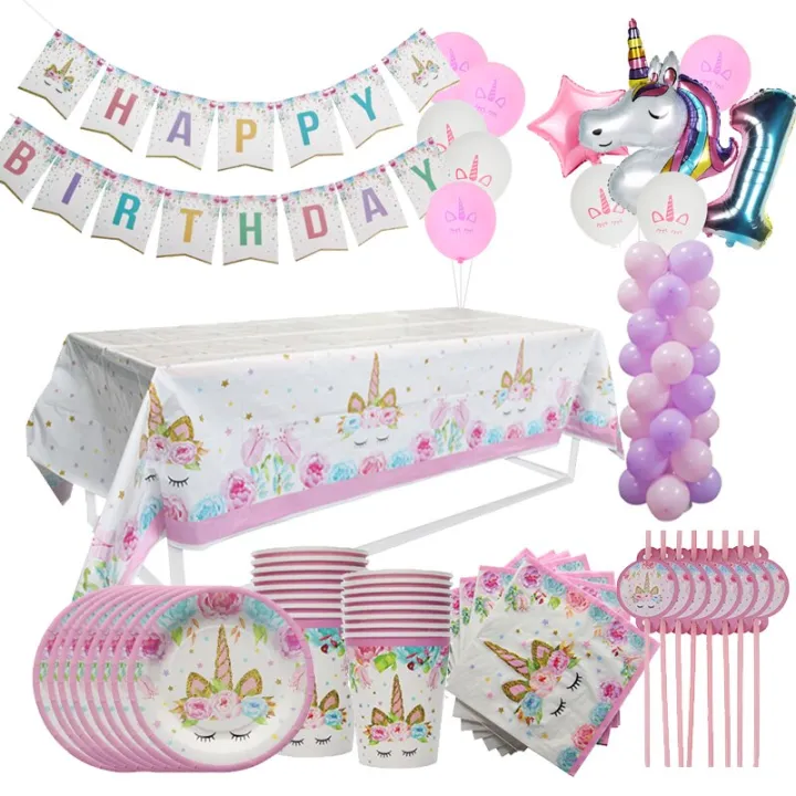 Fairy Unicorn Deco Girl Birthday Party 1 2 3 Age Party Tableware One ... Fairy Unicorn Deco Girl Birthday Party 1 2 3 Age Party Tableware One ...