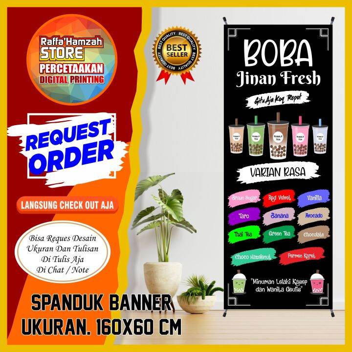 (Bisa Cod) Spanduk Banner Minuman Boba Custome / Spanduk Minuman Boba ...