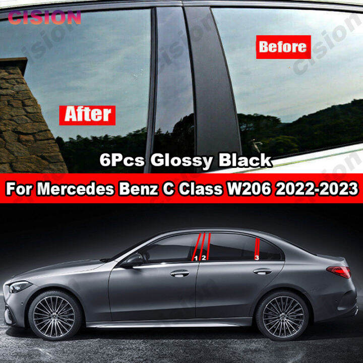 6Pcs Car Window Door Column B C Pillar Post Cover Trim For Mercedes ...